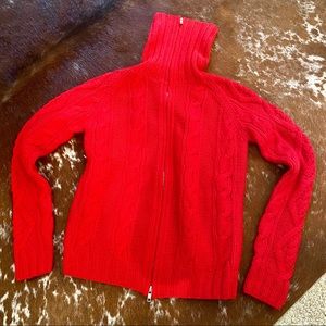 Versace | Sweaters | Gianni Versace Red Double Zip Cable Knit Cardigan ...
